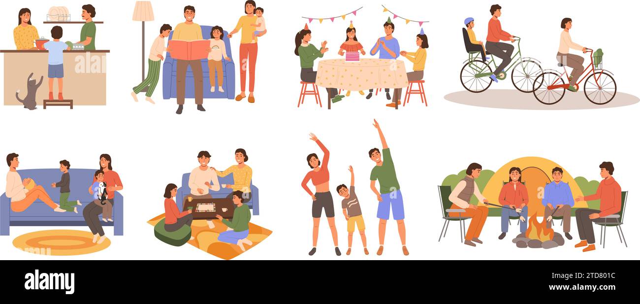 Family activities. Bonding moments, cooking together, birthday ...