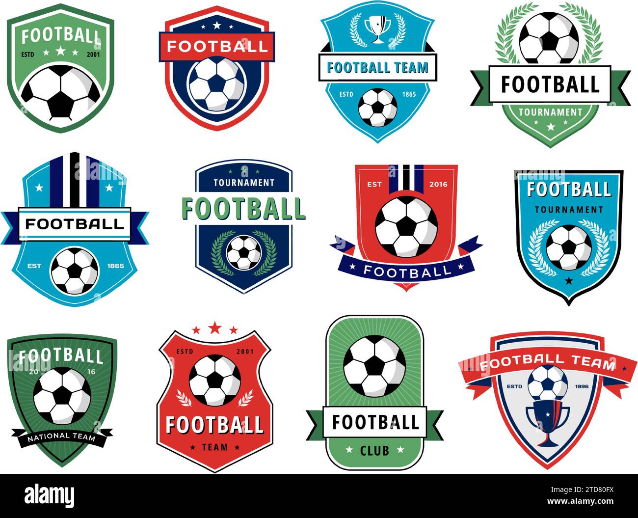 Soccer emblem. Football team badge with soccer ball icon, sport club ...