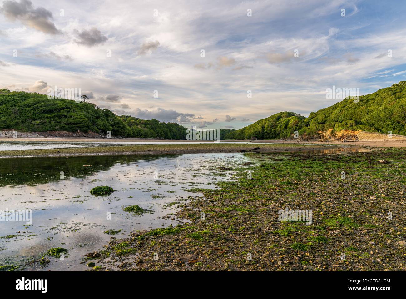 Wonwell Beach and low tide on the River Erme near Mothecombe, Devon ...