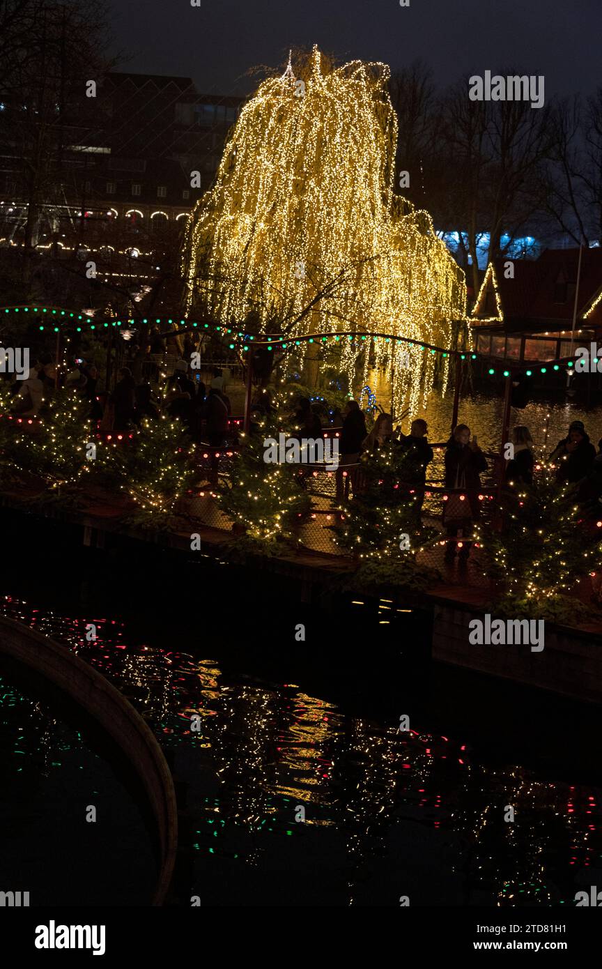 The Tivoli illuminations around the boating lake in Tivoli Gardens and ...