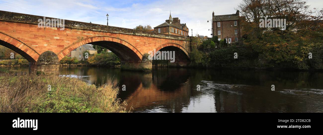 The river Annan, road bridge and town hall, Annan town, Dumfries and ...