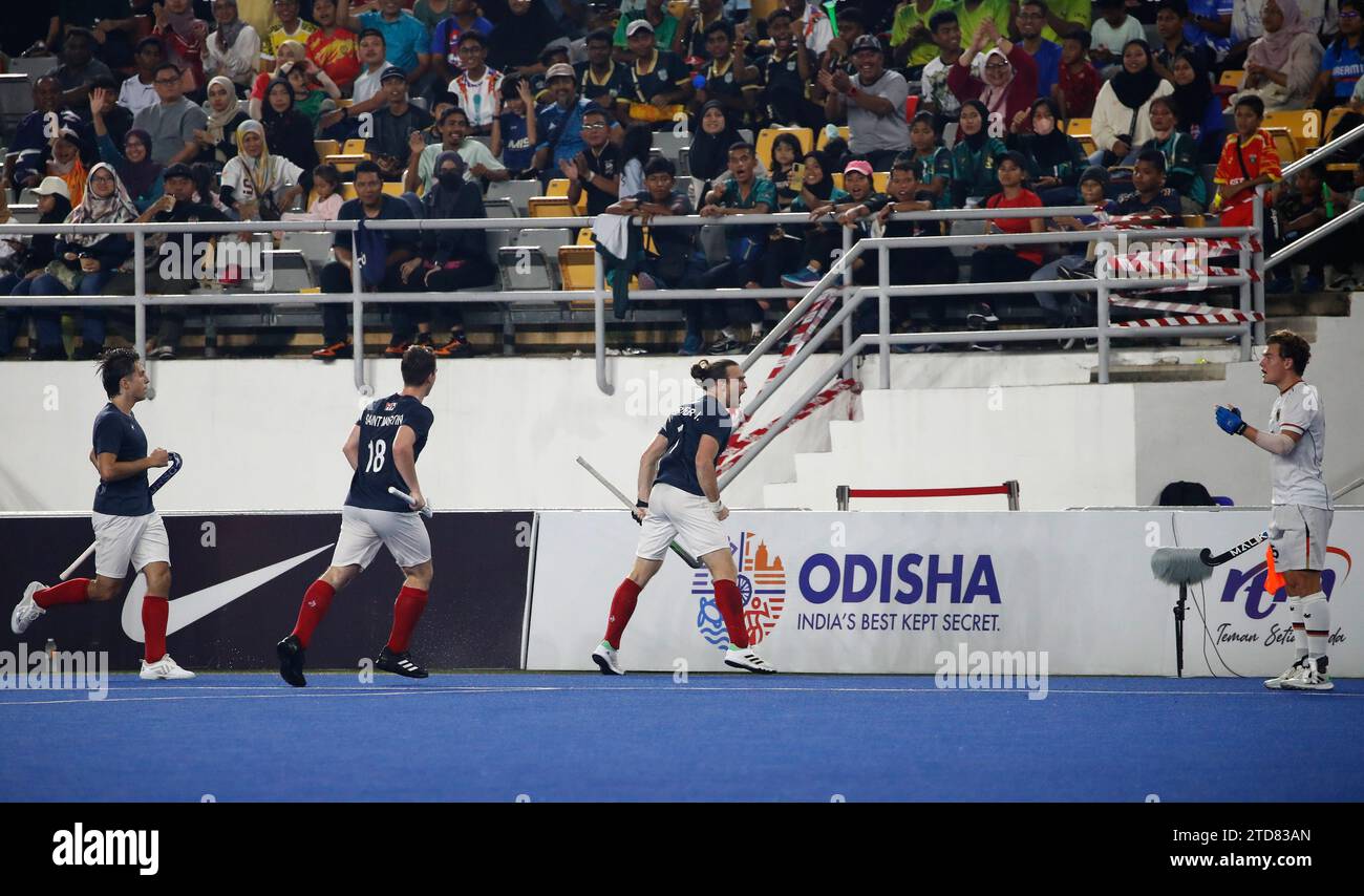 Team players of France (L) celebrate after scoring a goal during the ...