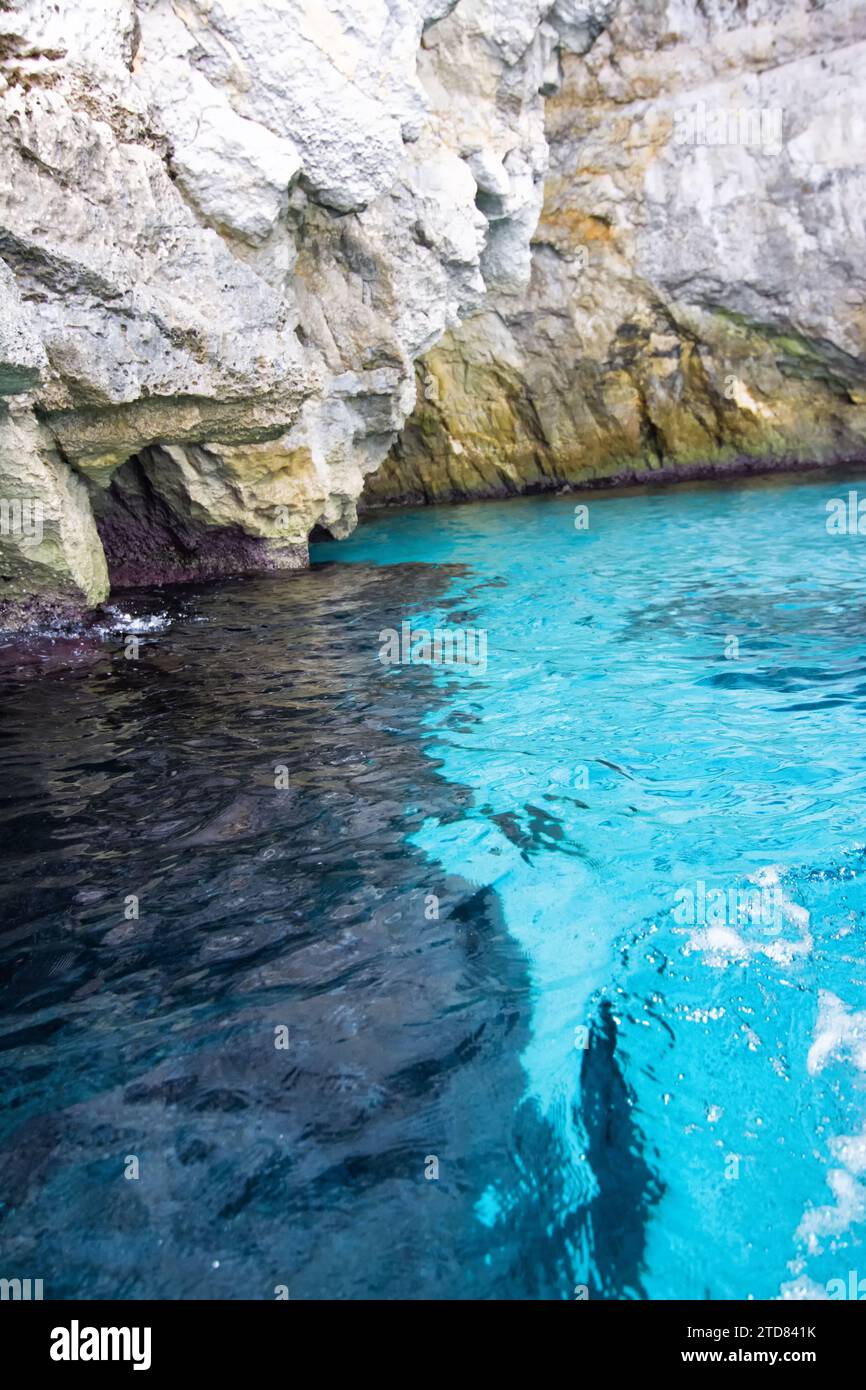 Detail of the color and transparency of the water in the Blue Grotto ...