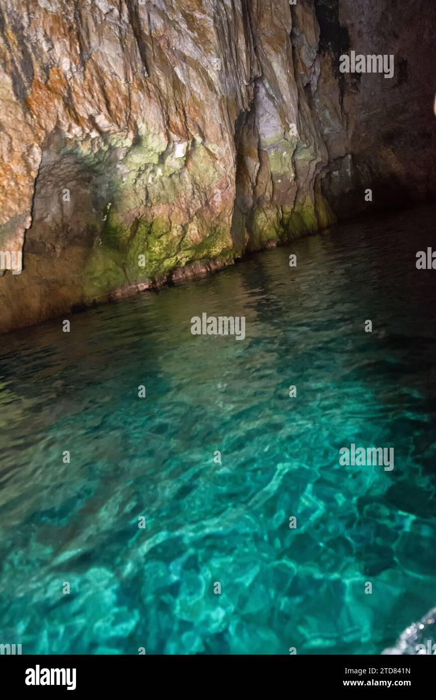 Detail of the color and transparency of the water in the Blue Grotto ...