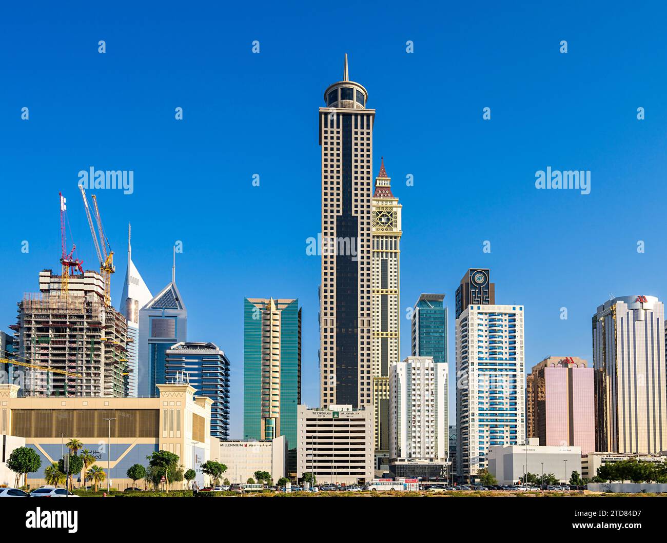 Dubai, Downtown Skyscraper And Sheikh Zayed Road, United Arab Emirates ...