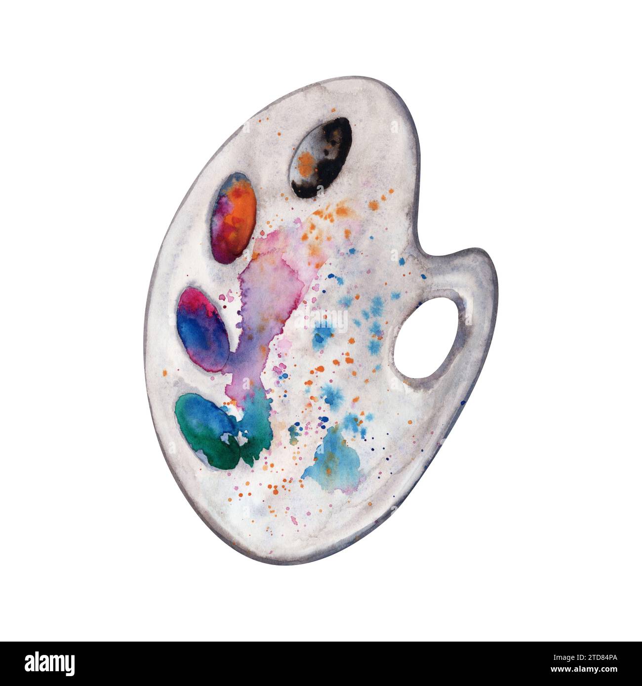 Artistic color pallette with paint splashes. Hand drawn element ...