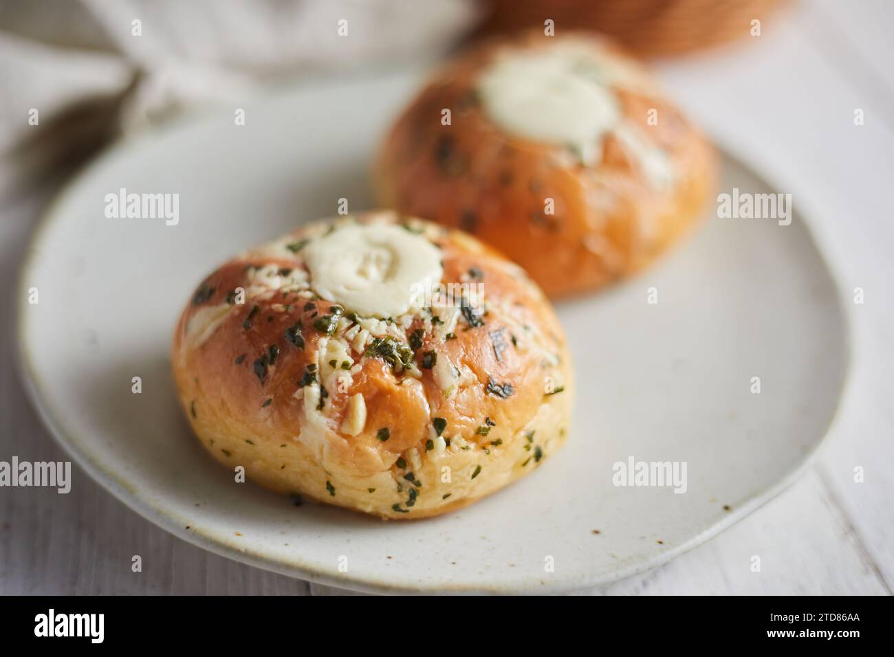 Korean cream cheese garlic bun hi-res stock photography and images - Alamy