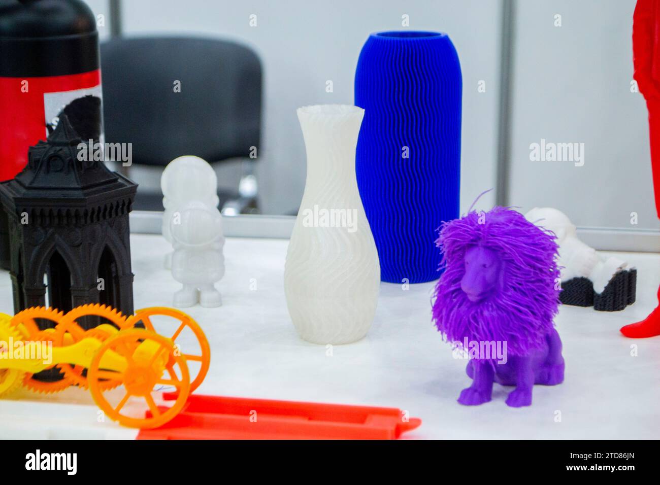 Abstract models printed on 3D printer. 3D printer created object from ...