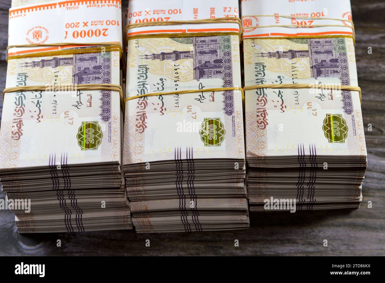 Piles and Stacks of Egypt money thousands of Pounds currency banknotes ...