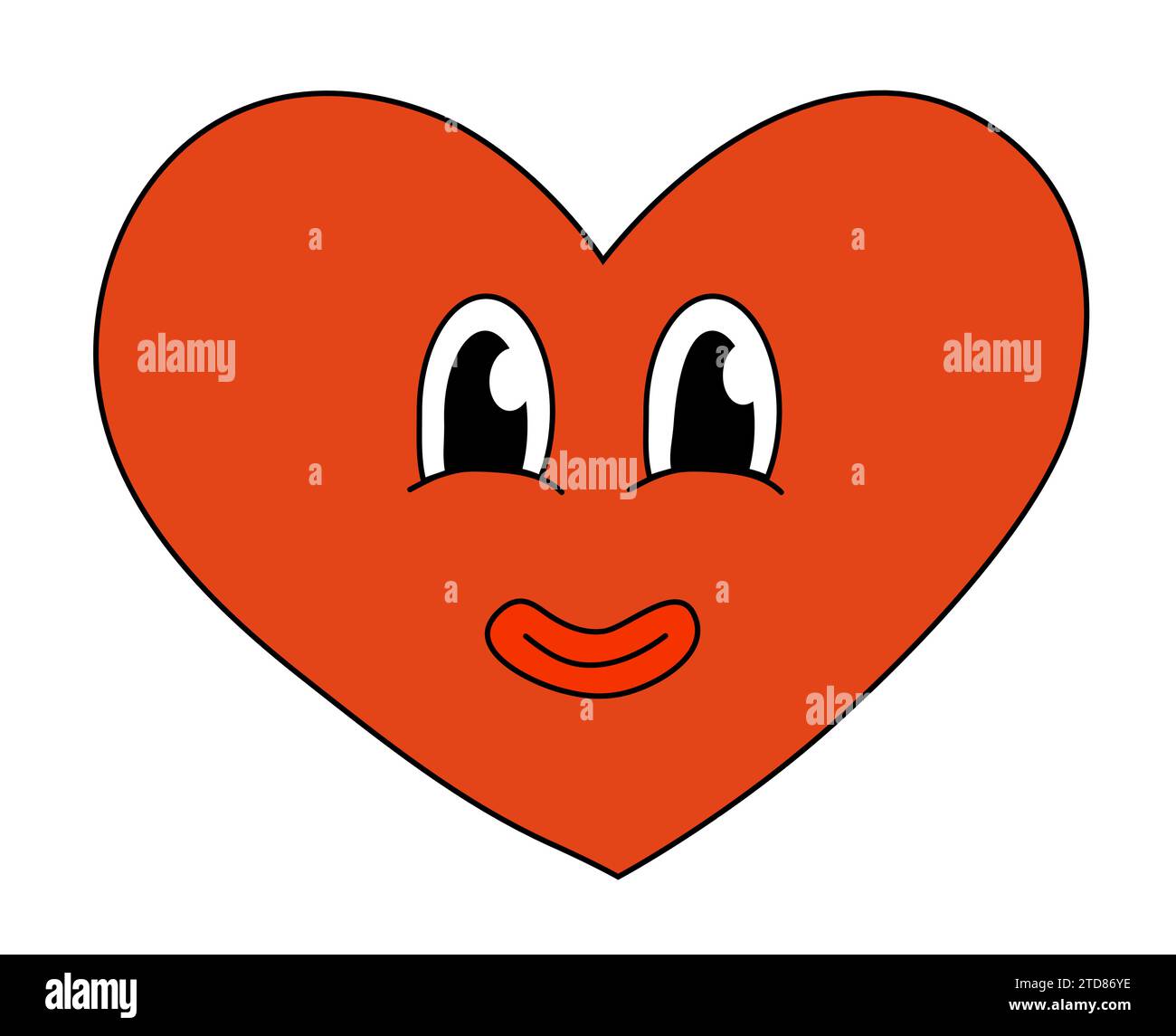 Heart Red Smile Character for Valentine Day. Mascot in groovy and Y2k ...