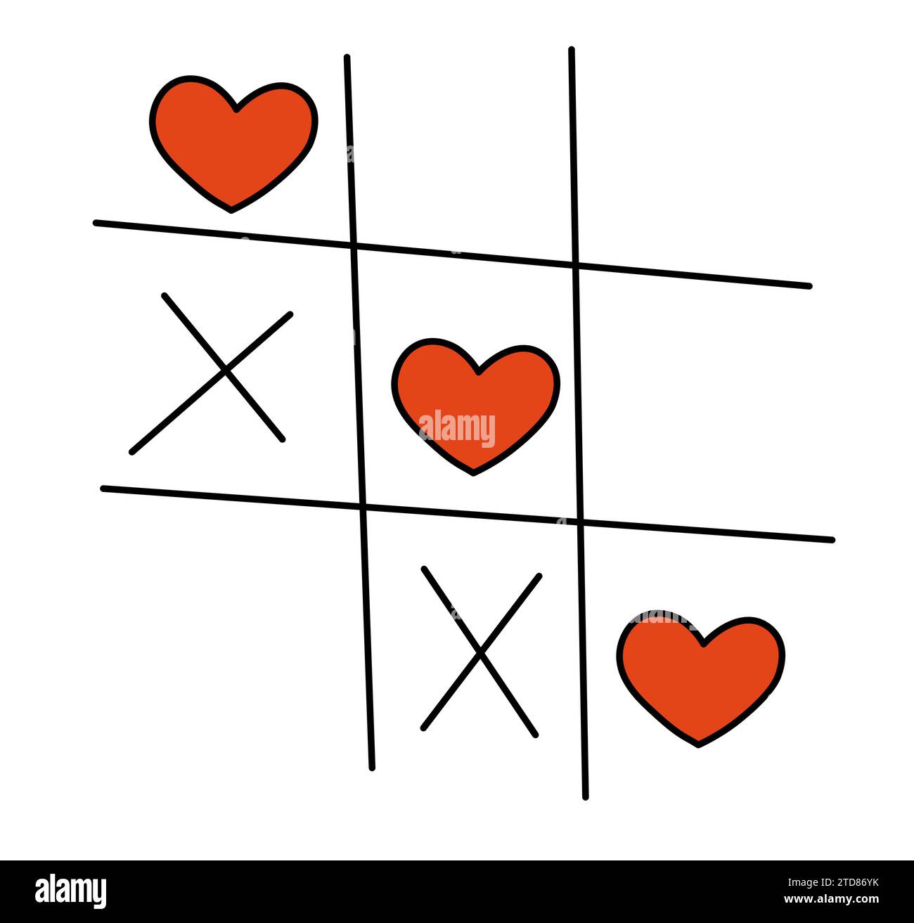Tic-tac-toe game with hearts. Noughts and crosses. Valentine Day ...