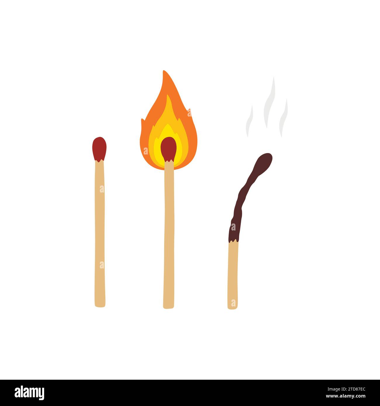 Matches, lighted match and burned match. Vector illustration Stock ...