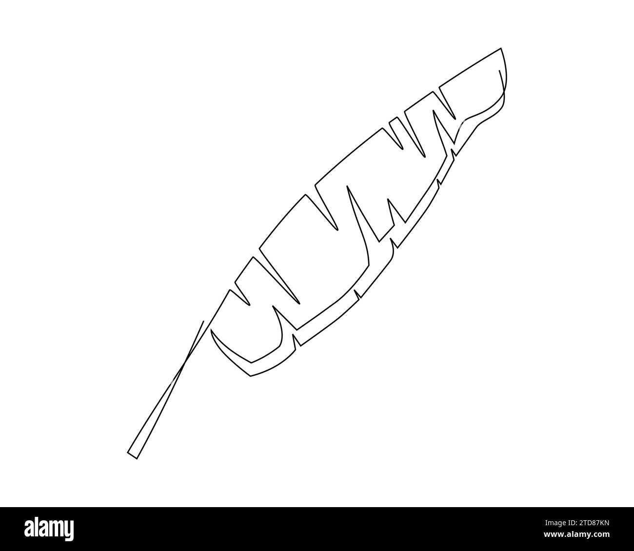 Continuous Line Drawing Of Banana Leaf Vector Illustration On White