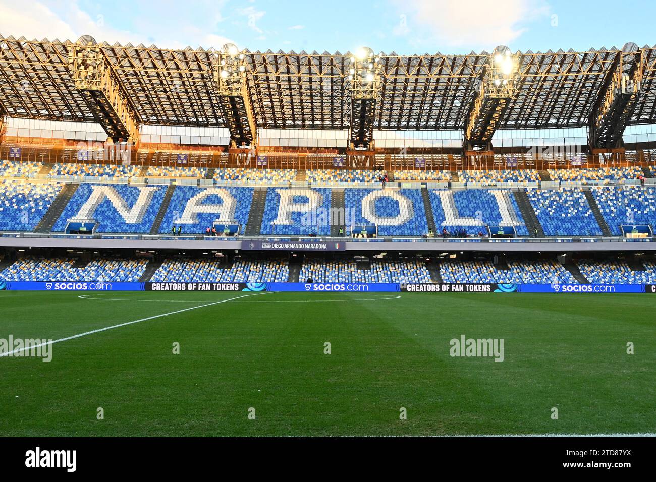 Naples, Italy. 16th Dec, 2023. the empty Diego Armando Maradona stadium ...