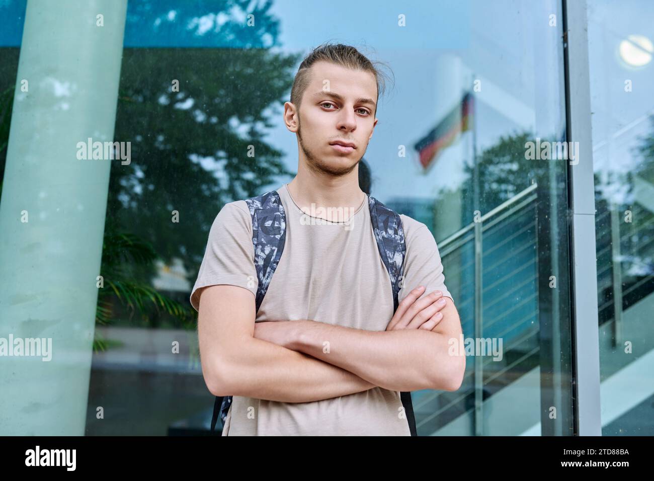 Portrait of confident college student guy, outdoor Stock Photo - Alamy