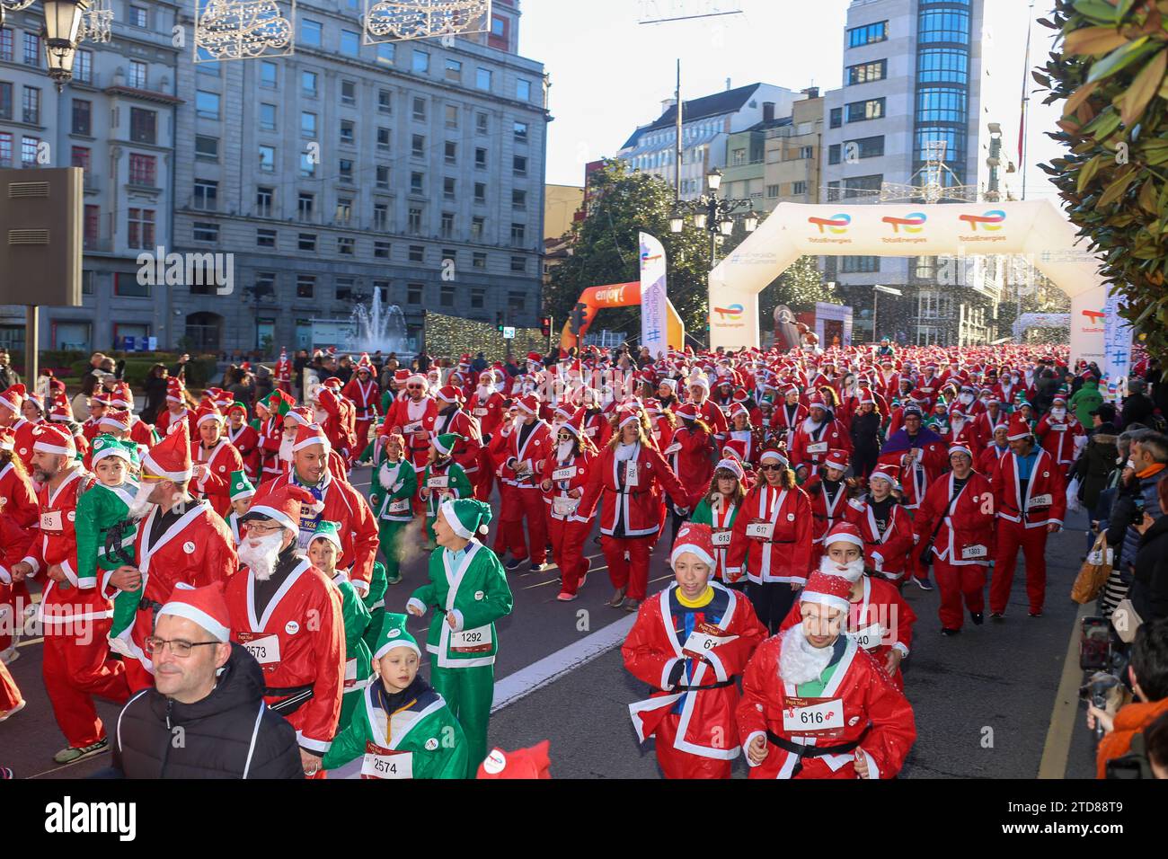 Oviedo, Spain, December 17, 2023: The first meters for Santa Claus and ...