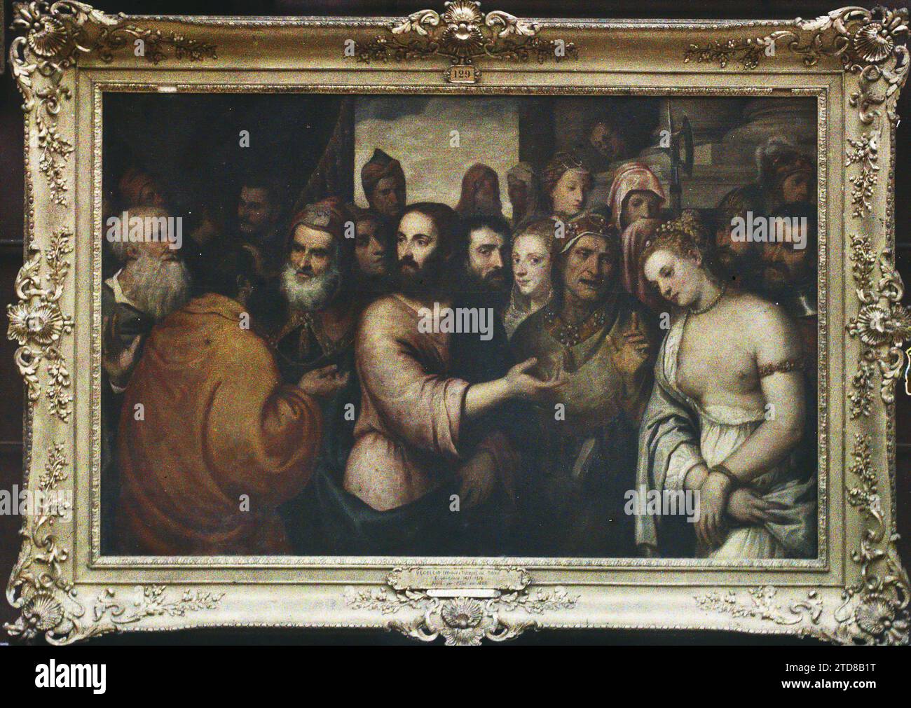 Bordeaux, France The painting 'Christ and the adulteress' attributed to Tiziano Vecellio or ...