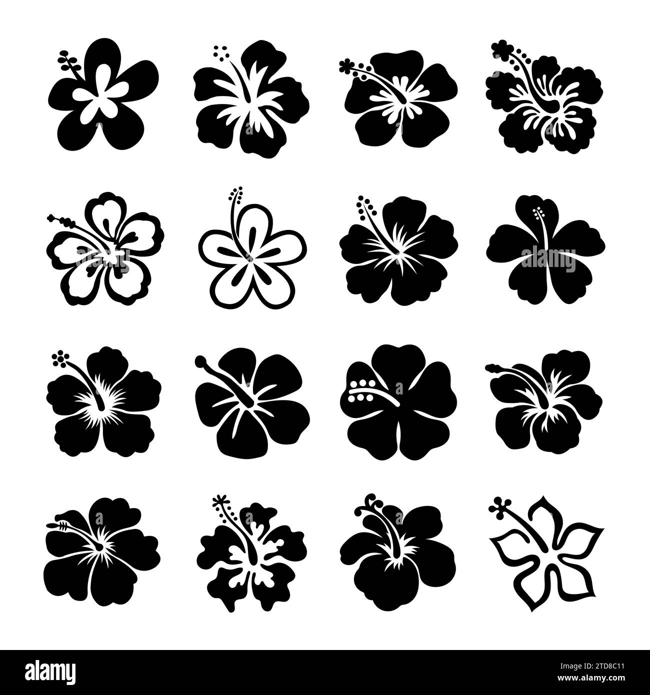 Hibiscus icon set collection isolated on white background. Vector art ...