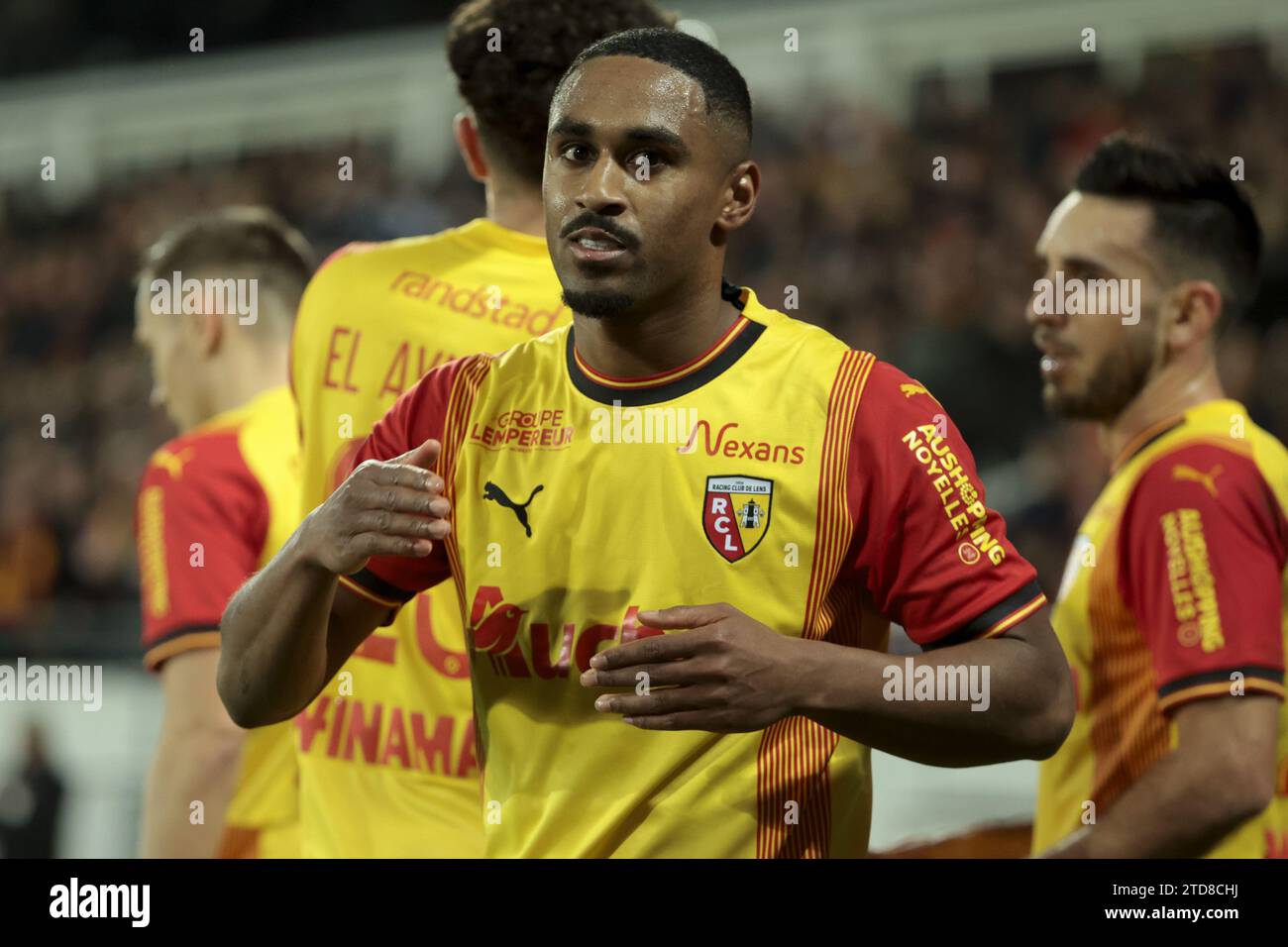Wesley Said of Lens celebrates his goal during the French championship ...
