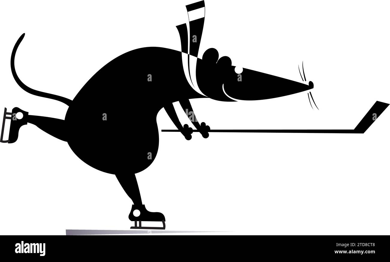 Cute rat or mouse an ice hockey player illustration. Cartoon Cute rat ...