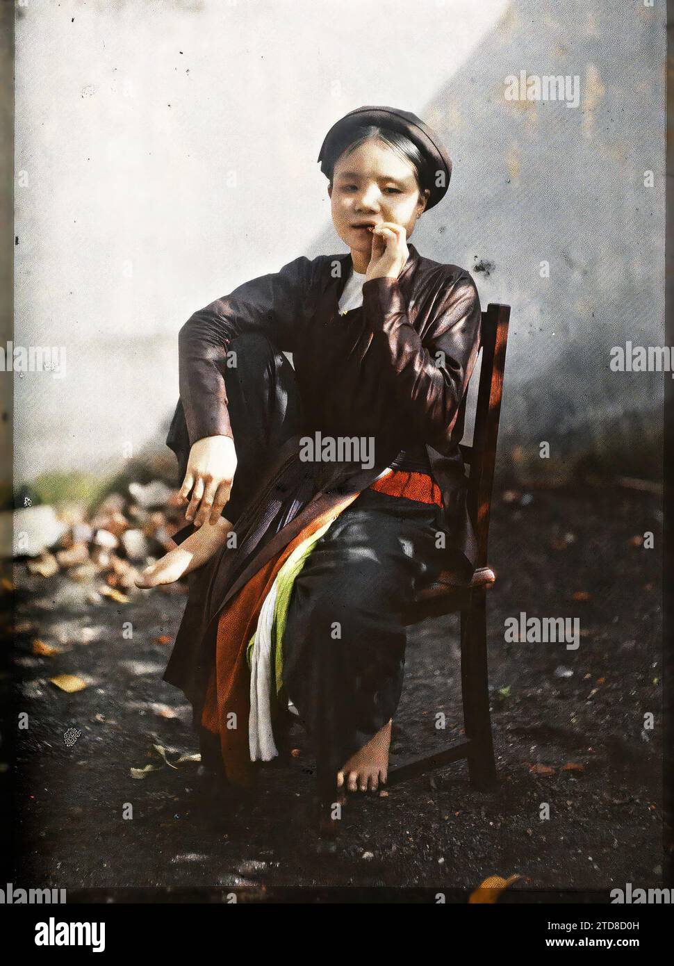 Tonkin, Indochina A young girl chewing betel, Human beings, Clothing ...