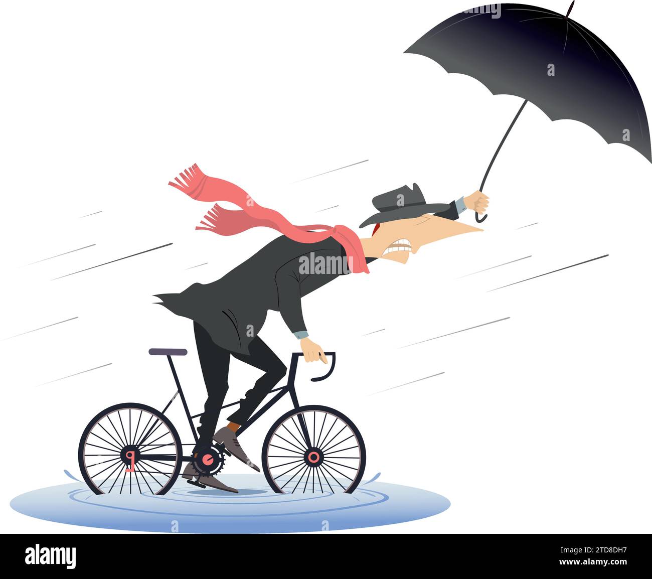 Cycling on a wet day Stock Vector Images - Alamy