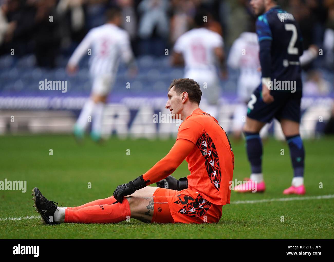 Stoke City goalkeeper Jack Bonham reacts after conceding West Bromwich ...