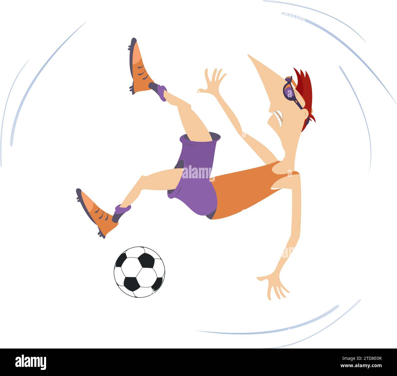 Cartoon man playing football. Falling down football player. Isolated on ...