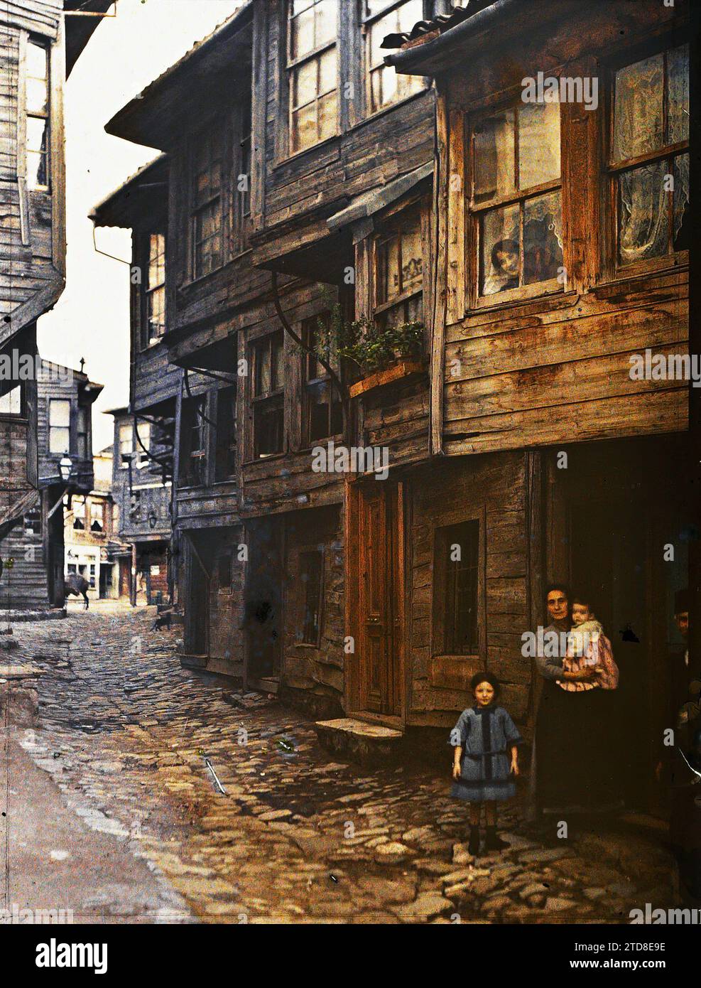 Constantinople (present-day Istanbul), Turkey Woman and little girls in ...