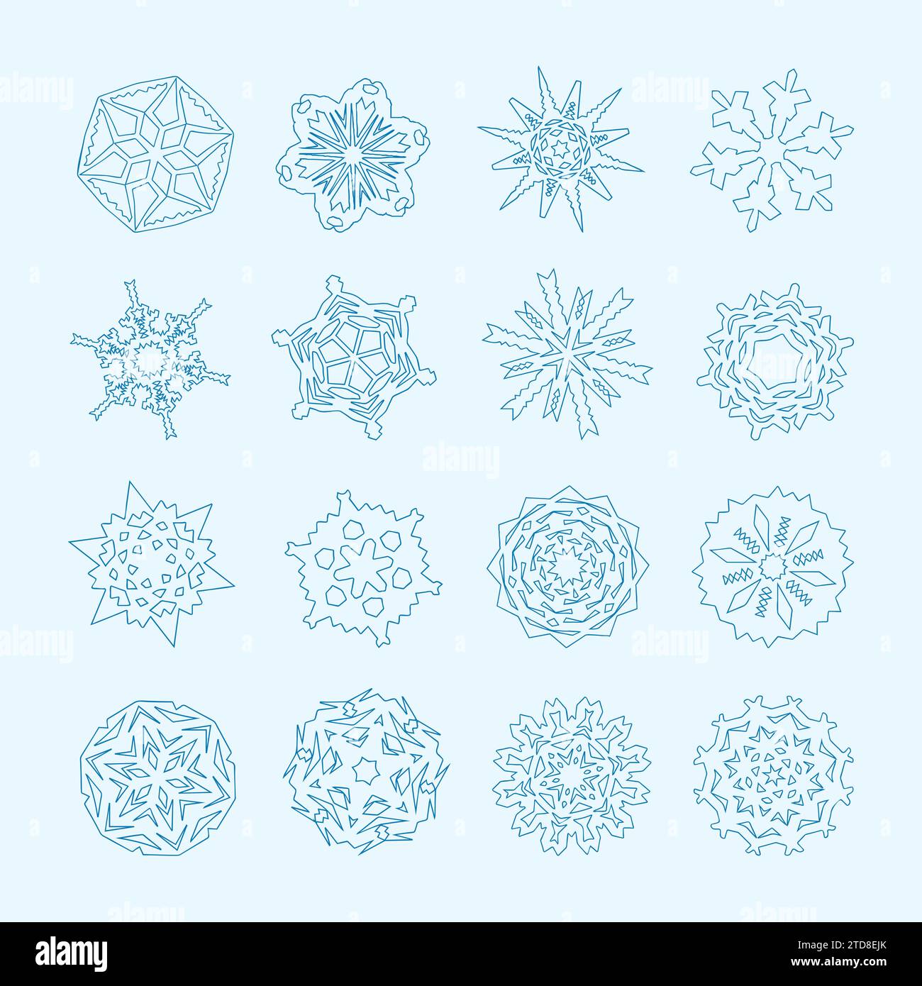 Vector collection of doodle thin line art snowflakes Stock Vector Image ...