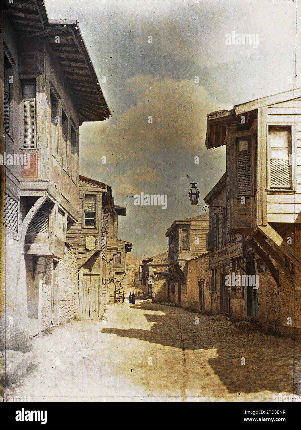 Constantinople (current Istanbul), Turkey A cobbled street lined with ...