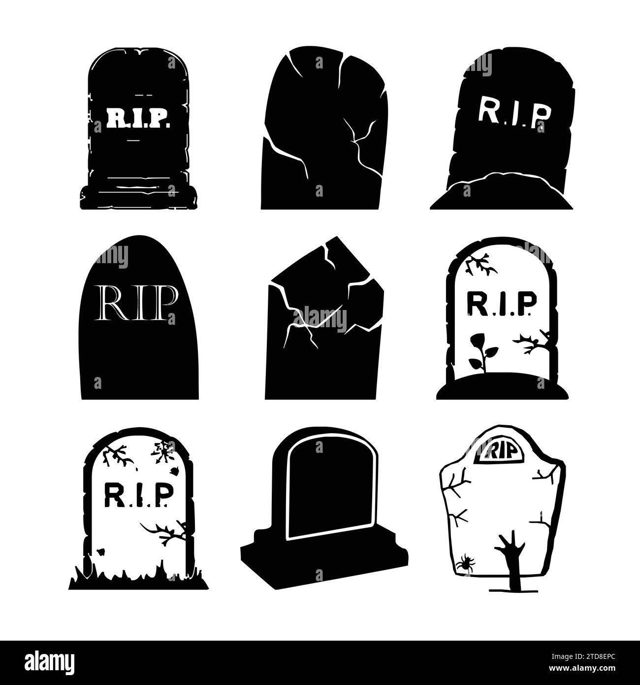 Tombstone Silhouettes Set Stock Vector Image & Art - Alamy