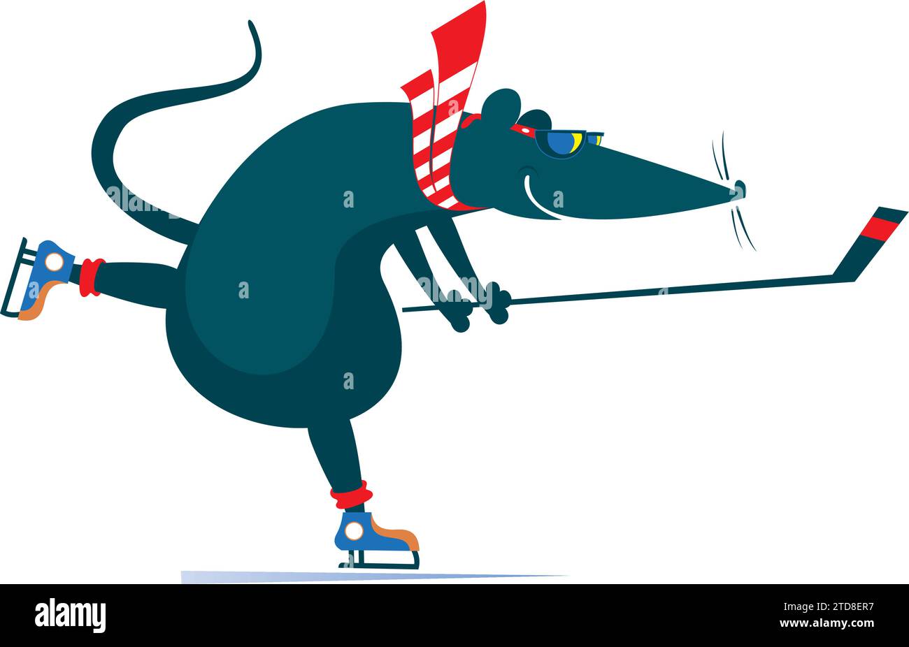 Cute rat or mouse an ice hockey player illustration. Cartoon cute rat ...