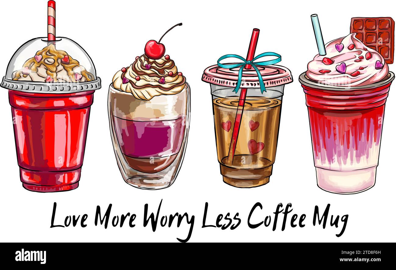 Valentine's Day coffee design, Valentine's day clipart, hot chocolate ...