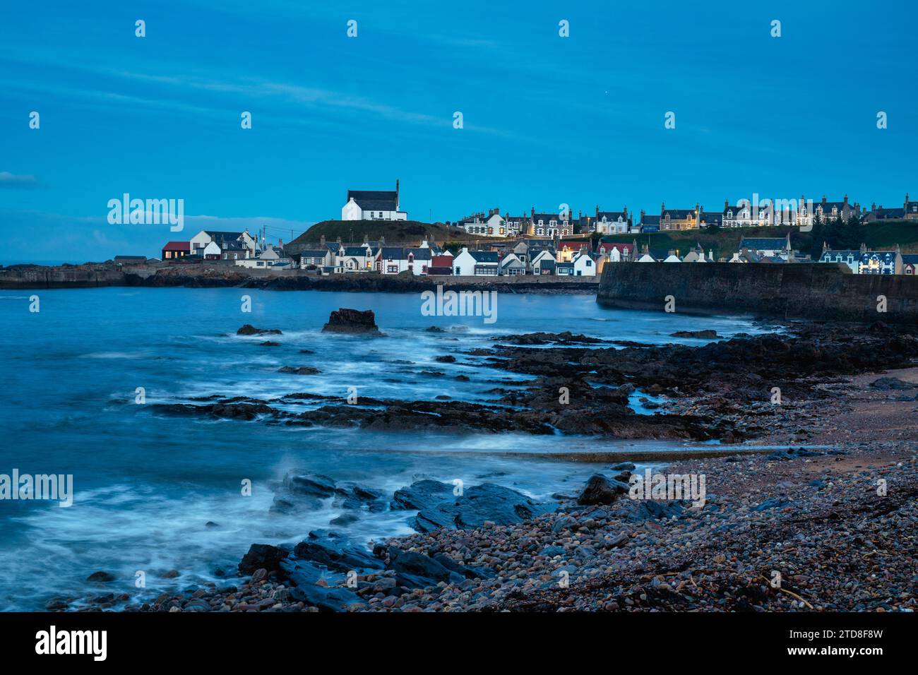 Findochty at dusk in November. Moray, Scotland. Long Exposure Stock ...