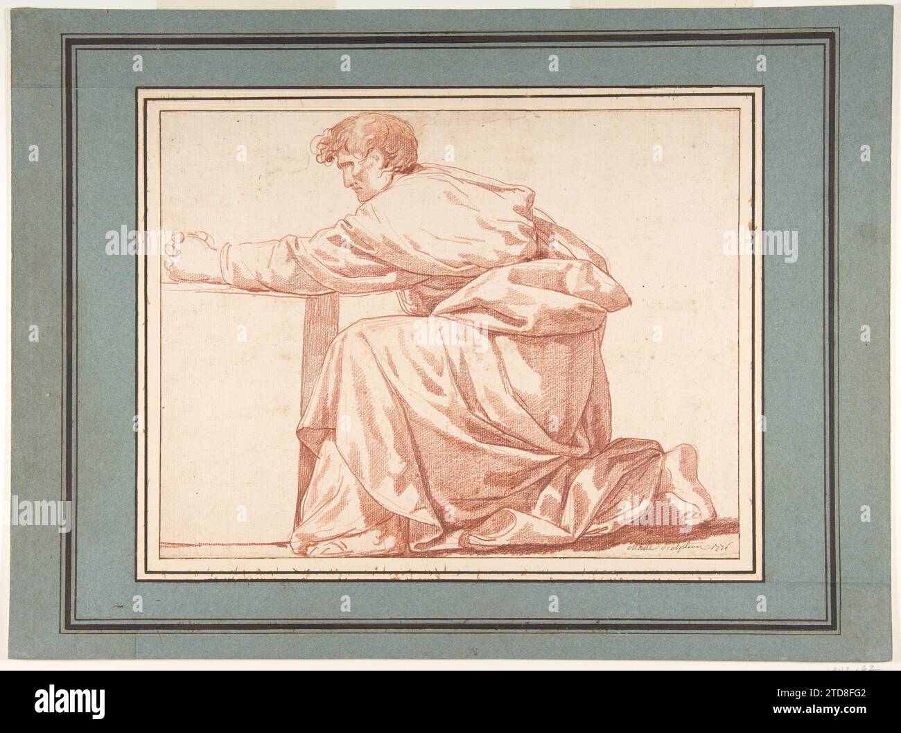 Kneeling Draped Male Figure 1982 by Jean Guillaume Moitte Stock Photo ...