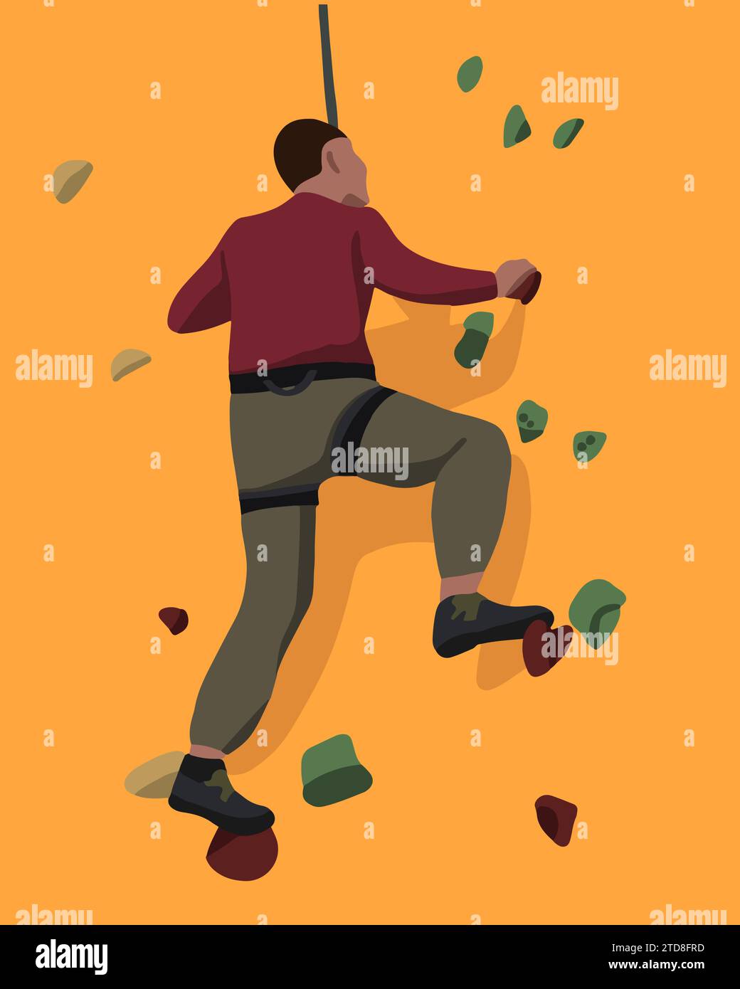 Vector isolated illustration of a man on a rock climbing wall Stock ...