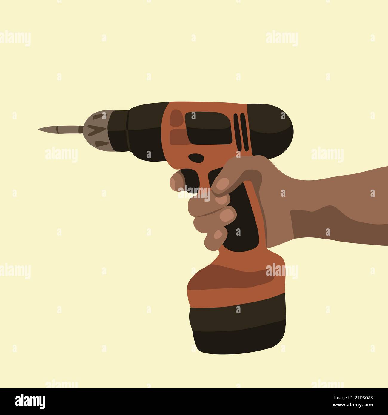 Vector isolated illustration of a drill held by a hand Stock Vector ...