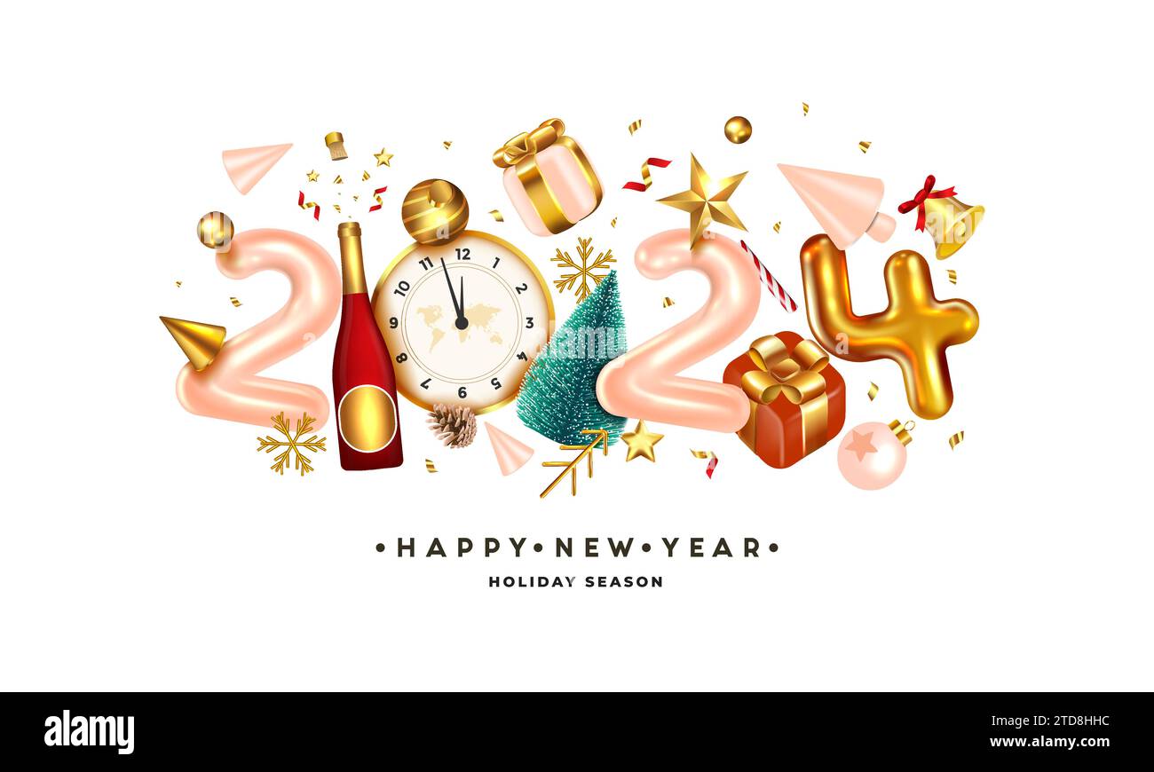 2024 3d shining gold vectors hi-res stock photography and images - Alamy