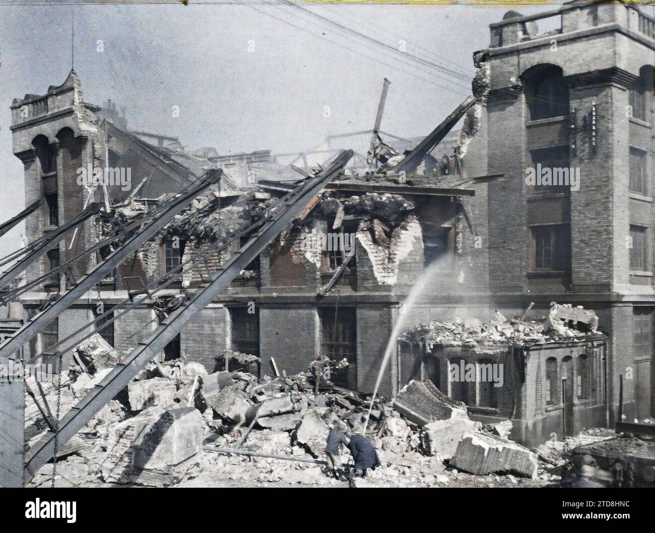Rear front factory workshop ruins bombing industrial equipment hi-res ...