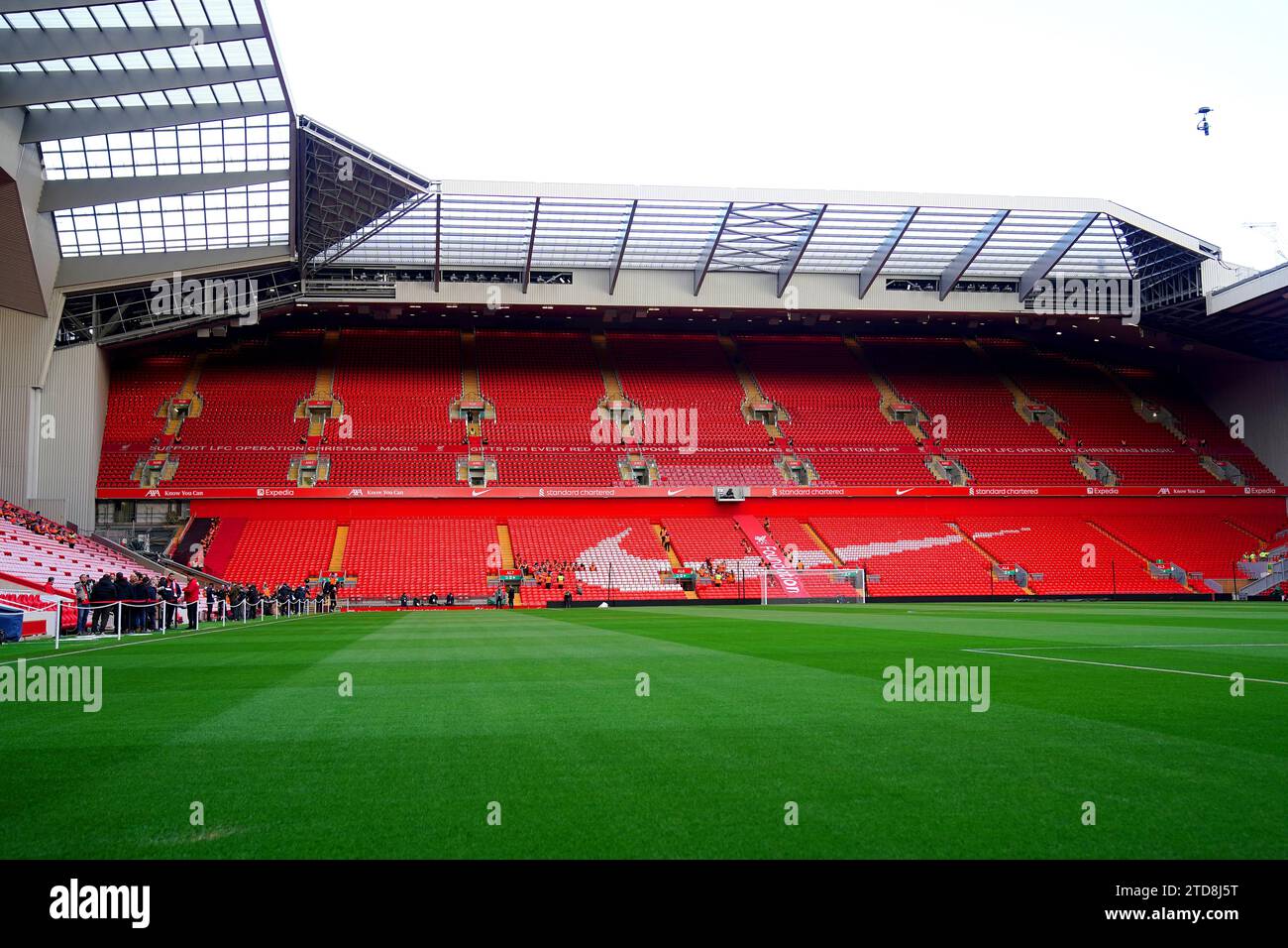 A general view of the new Anfield Road Stand in the stadium ahead of ...