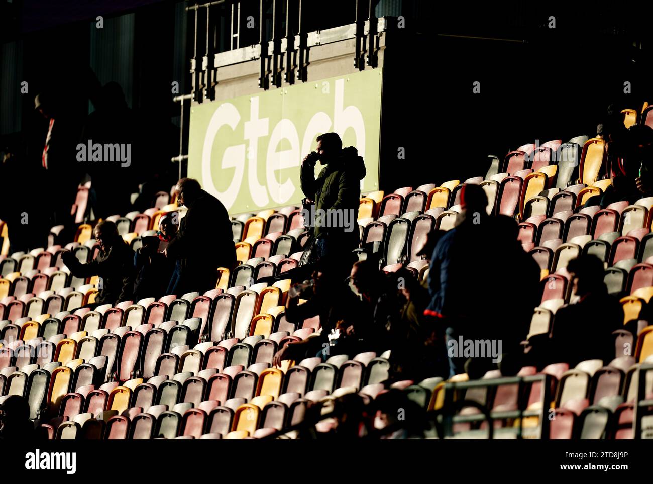 Fans in the stands ahead of the Premier League match at the Gtech ...