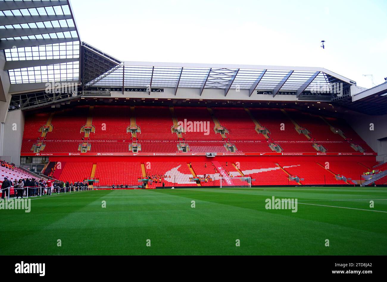 A general view of the new Anfield Road Stand in the stadium ahead of ...