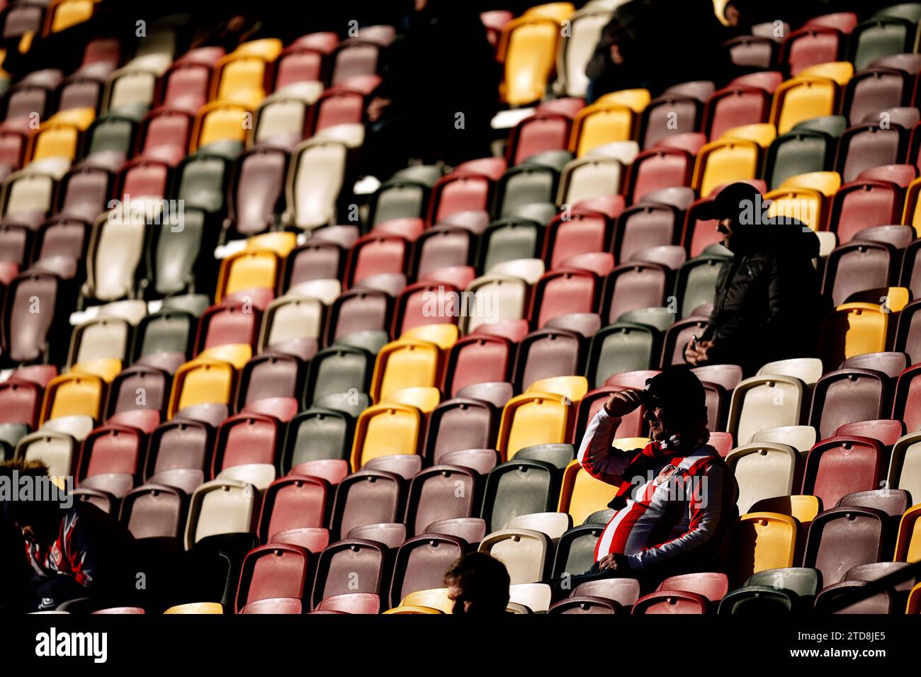 Fans in the stands ahead of the Premier League match at the Gtech ...