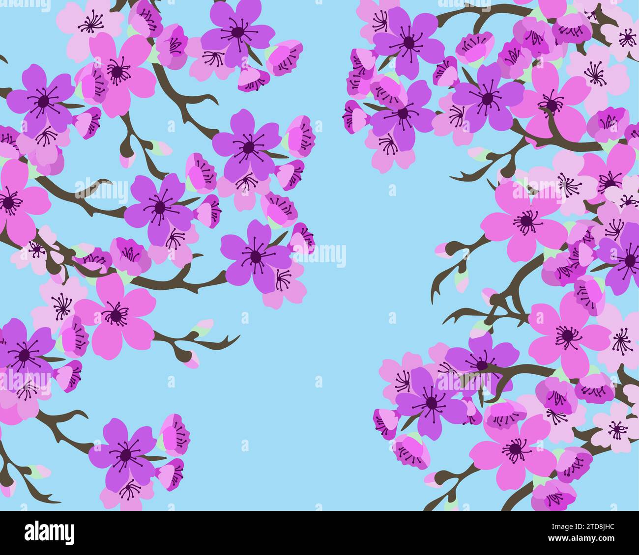 Image of sakura blossoms on a blue background Stock Vector Image & Art ...