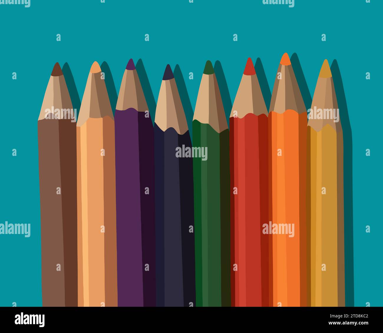 Vector isolated illustration of colored pencils set Stock Vector Image ...