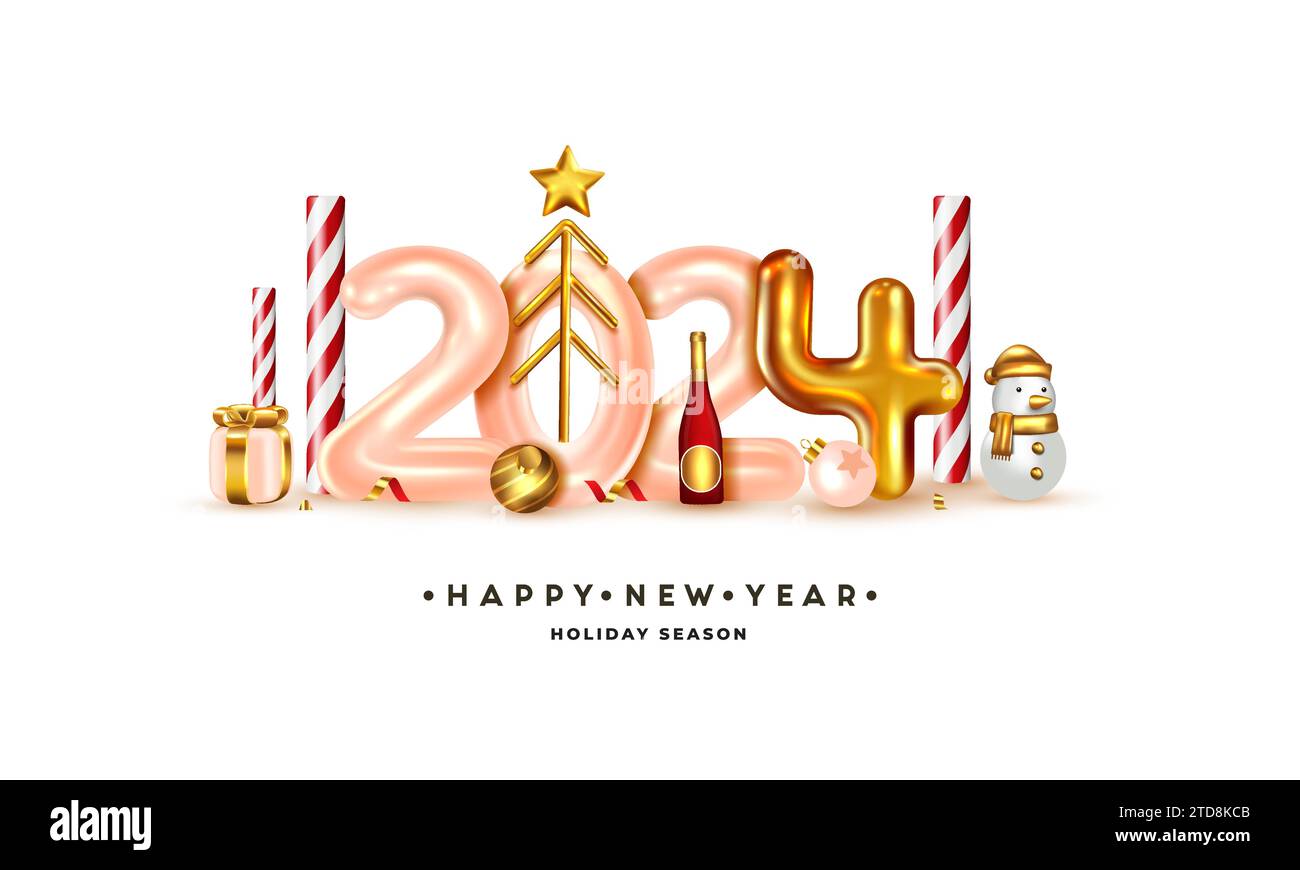 2024 3d shining gold vectors hi-res stock photography and images - Alamy