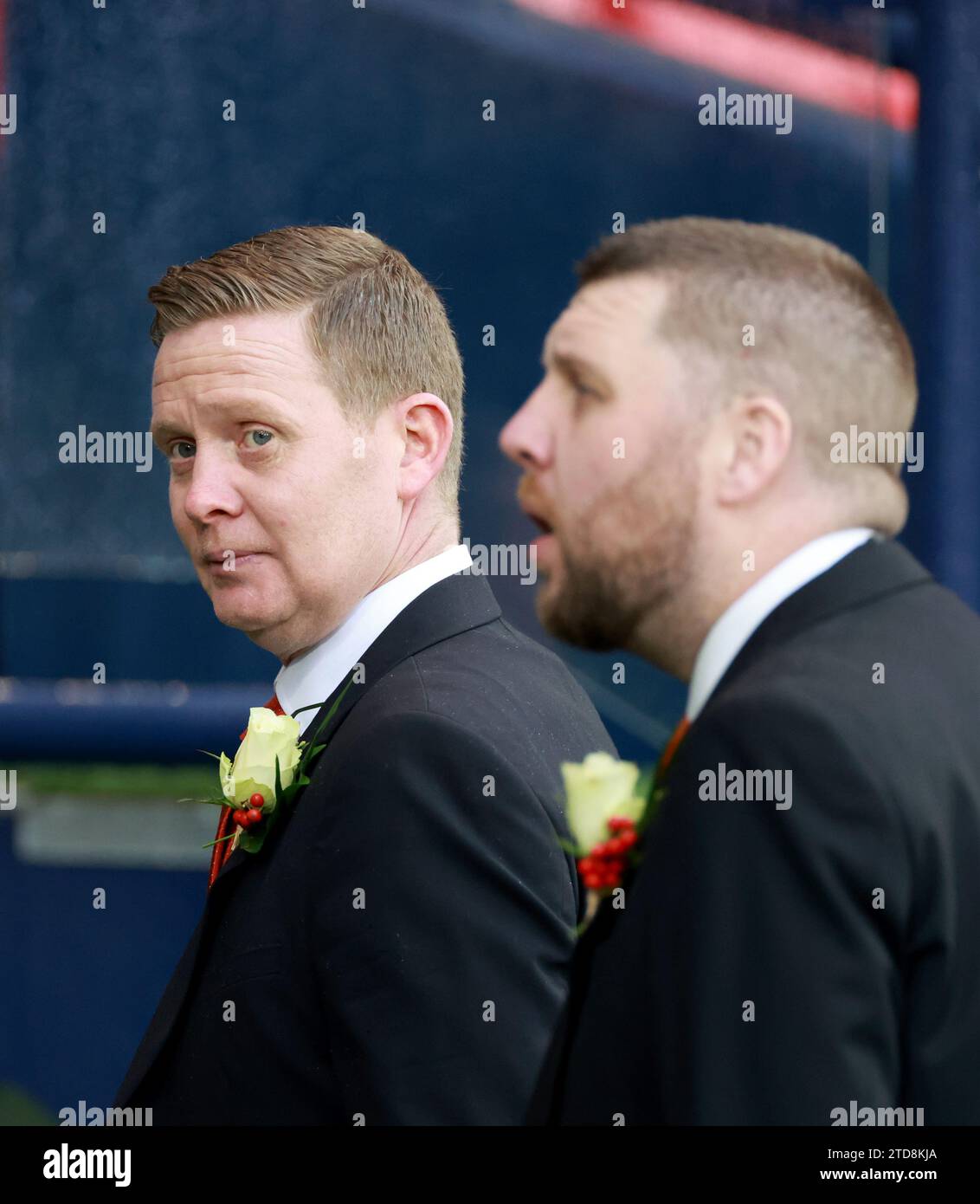 Aberdeen manager Barry Robson (left) before the Viaplay Cup final at ...