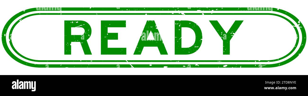 Grunge green ready word rubber seal stamp on white background Stock ...