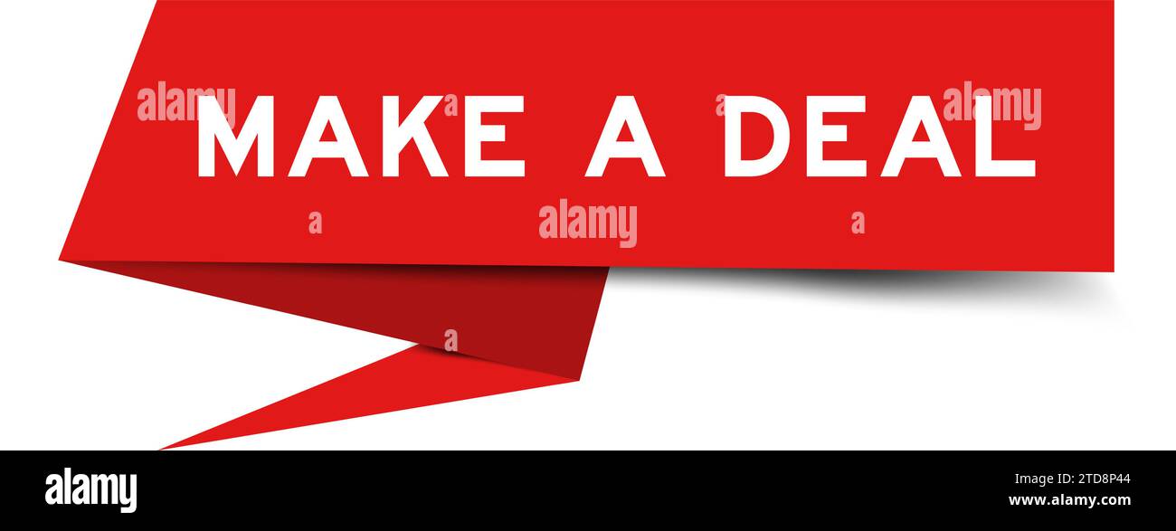 Red color speech banner with word make a deal on white background Stock ...